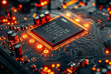 3d Image Of A Computer Chip In Computer In The Style Of Vray Tracing Tabletop Photography