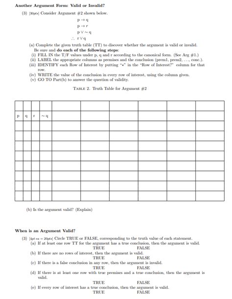 Solved Argument Forms Valid Vs Invalid 1 30pts