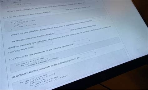 Solved X What Is The Time Complexity Function When Doing