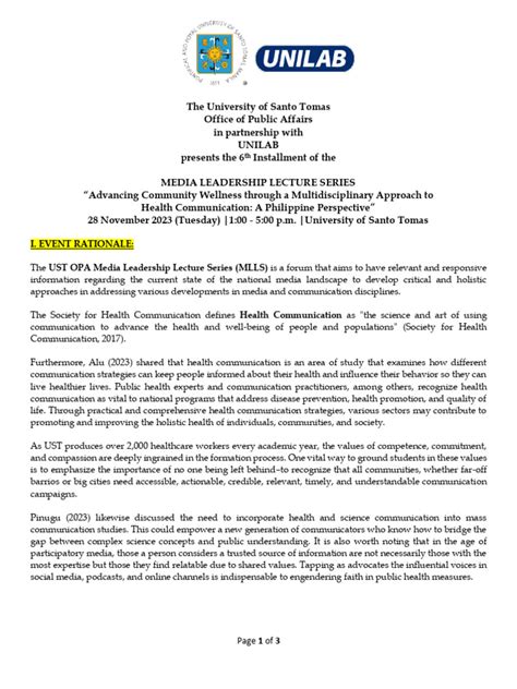 Event Rationale 6th Installment Of The Media Leadership Lecture Series