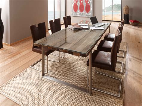 Wood Dining Table With Glass Top Foter