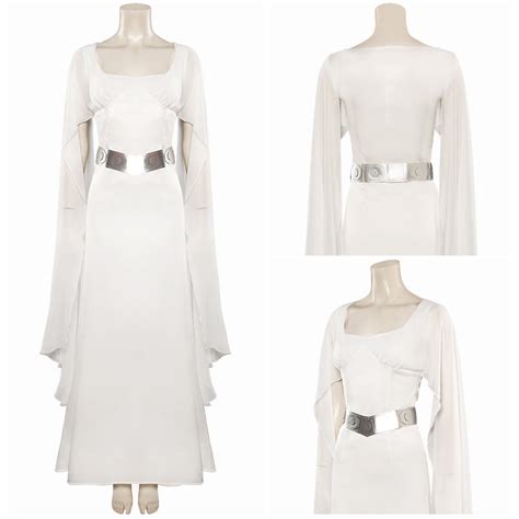 Leia Organa Medal Ceremony Dress White Dress Cosplay Costume