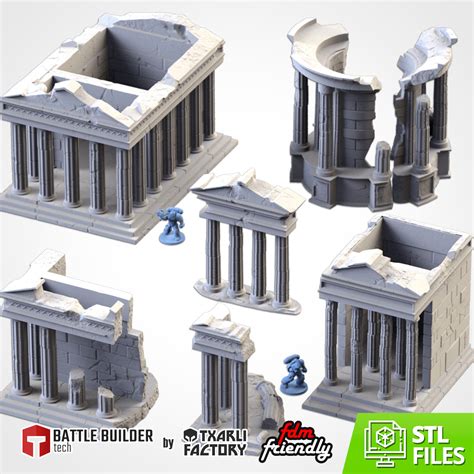 Classic Temples 3d Printed Modular Ancient Temple Terrain For 2832mm