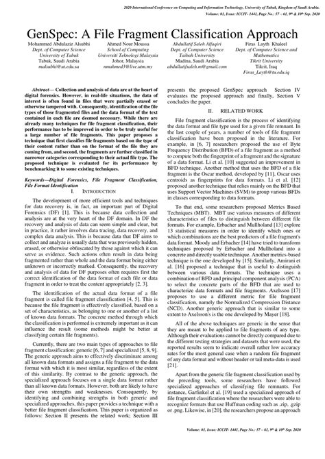 Pdf Genspec A File Fragment Classification Approach