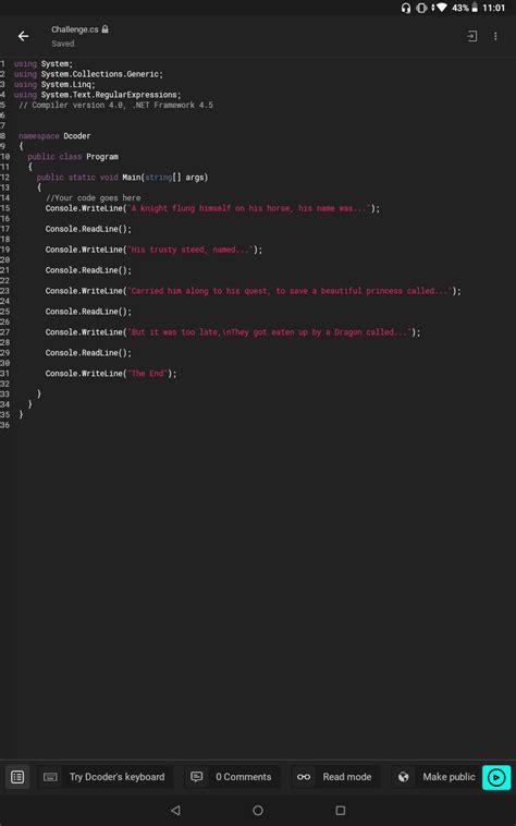 this took me ages to make i know it is just alot of console writeline