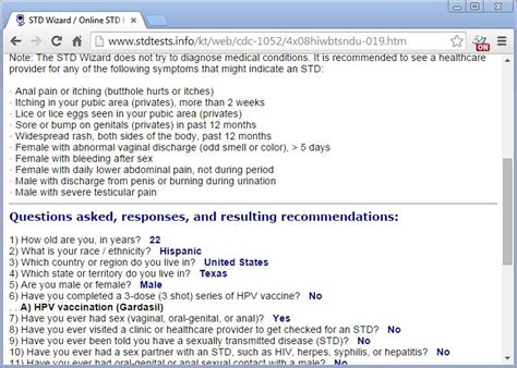 Do I Have An STD Online STD Quiz Risk Calculator Info