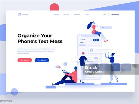 사람들이 모바일 응용 프로그램을 구축 하 고 인터페이스의 상호 작용 응용 프로그램 개발입니다 방문 페이지 템플릿입니다 평면 벡터