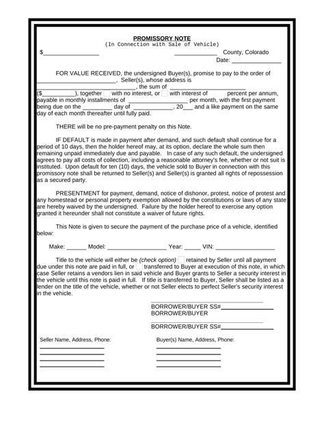 Promissory Note For Car Sale Complete With Ease Airslate Signnow