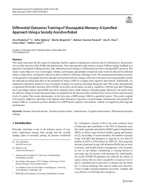Pdf Differential Outcomes Training Of Visuospatial Memory A Gamified Approach Using A