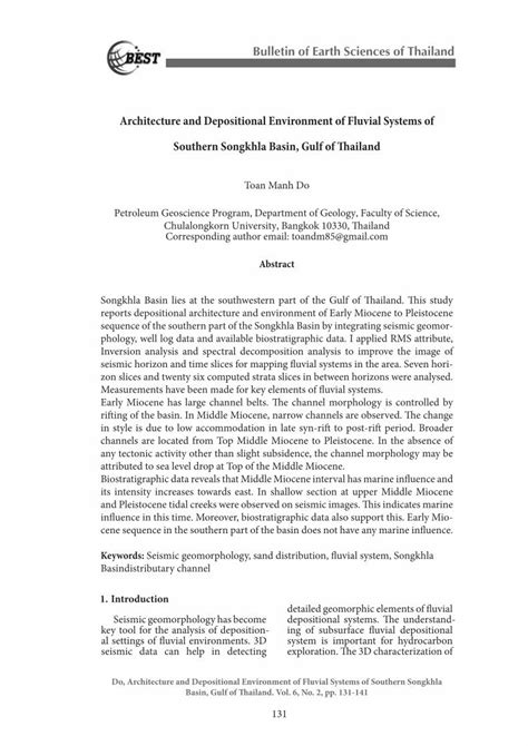 Pdf Architecture And Depositional Environment Of Of Earth Sciences