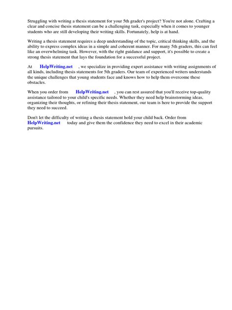 5th Grade Thesis Statement Guide Pdf Essays Thesis