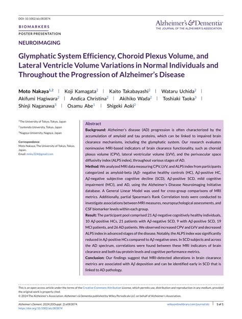 Pdf Glymphatic System Efficiency Choroid Plexus Volume And Lateral
