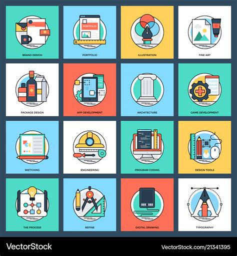 Design And Development Flat Icons Royalty Free Vector Image