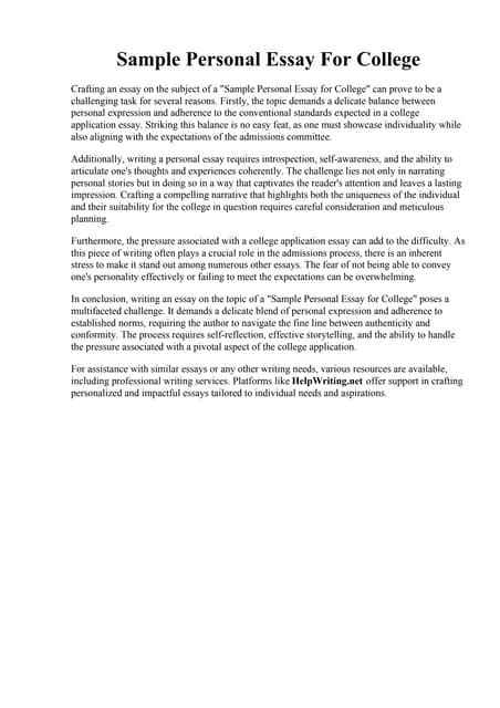 Sample Personal Essay For Collegepdf