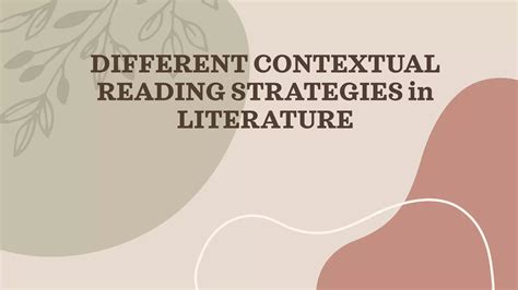 Lesson 4 Contextual Reading Strategies In Literaturepdf