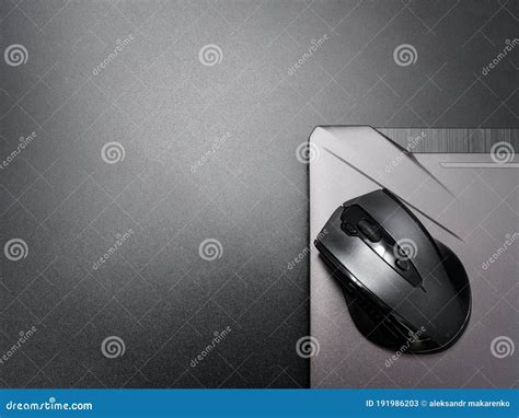 Black Modern Computer Mouse On Dark Background Stock Image Image Of Futuristic Graphic 191986203