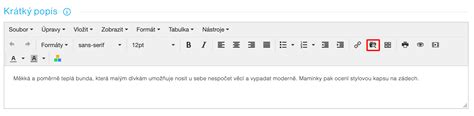 HTML Editor WYSIWYG Shoptet Podpora
