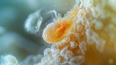 A Microscopic Closeup Of A Worm Egg Splitting Open Releasing Its