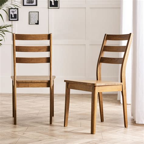 Furniturebox Uk 2x Wood Dining Chair Lynton Dark Walnut Stain Wooden