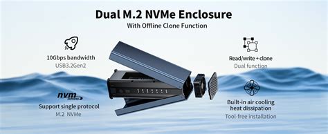 Acasis Nvme M 2 Duplicator 10gbps Dual Bay Offline Clone Type C Ssd Enclosure