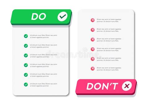 Do And Dont Infographic Templates Frame Stock Vector Illustration Of Mark Check 310815621