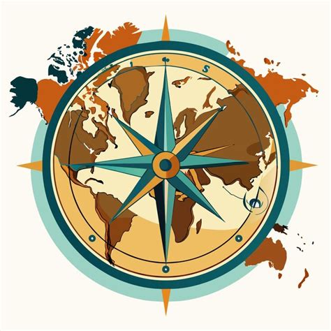 Premium Vector A Map Of The World With A Compass And The Word World On It