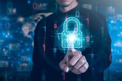 Premium Photo Business Man Point Padlock Icon Data Security System