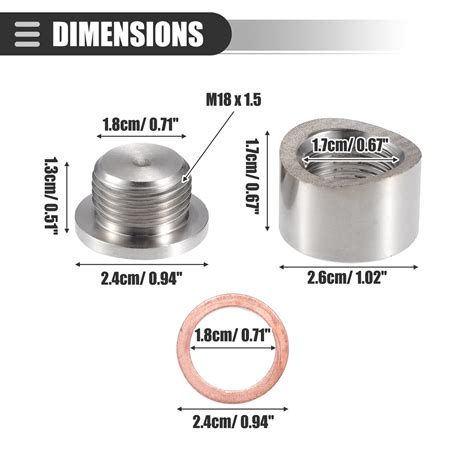 2 Set O2 Oxygen Sensor Bung M18 X 15 Thread Exhaust Weld In Bung With