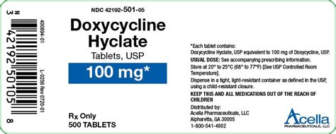 Doxycycline Hyclate Tablets Package Insert Prescribing Info