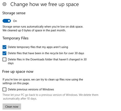 Recover Disk Space In Windows 10 With Storage Sense