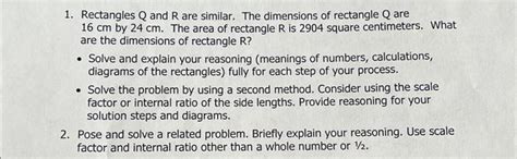 Solved Rectangles Q And R Are Similar The Dimensions Of Chegg