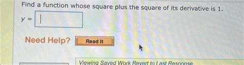 Solved Find A Function Whose Square Plus The Square Of Its