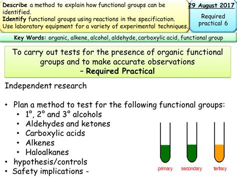 New Aqa As Required Practical 6 Test For Organic Functional Groups