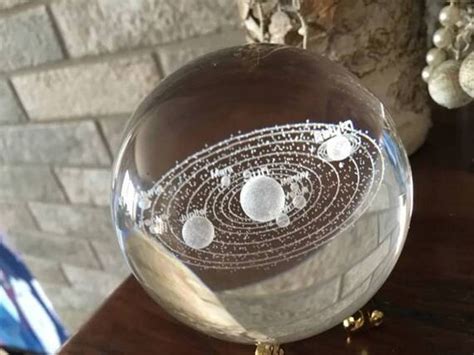 Laser Engraved Solar System Crystal Ball Glass Globe Laser Engraved