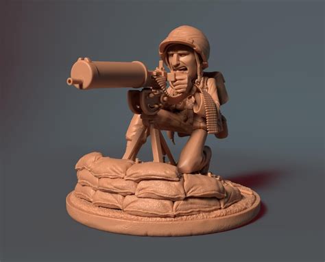 Us Stylized Machine Gunner Usmc Soldier 3d Model Stl Print Digital