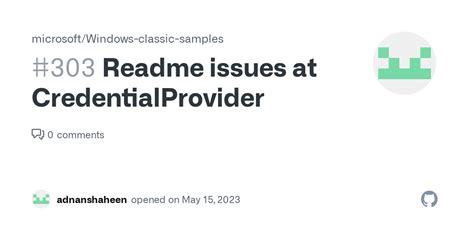 Readme Issues At Credentialprovider · Issue 303 · Microsoftwindows