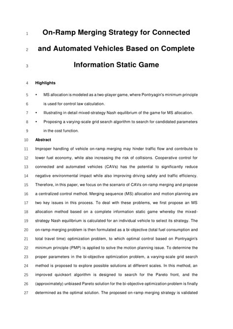 Pdf On Ramp Merging Strategy For Connected And Automated Vehicles