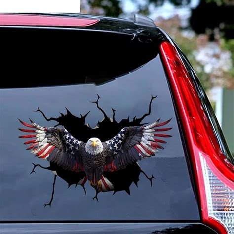 Patriotic Eagle With Flames Decals Pair Of Bald Eagle