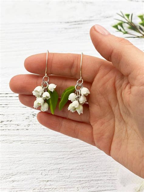 Lily Of The Valley Earrings Statement Bridal Flower Earrings Etsy
