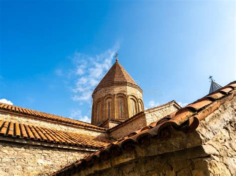 Ananuri Fortress Buildings On Blue Sky Background Historic Landmark Located In The Ananuri
