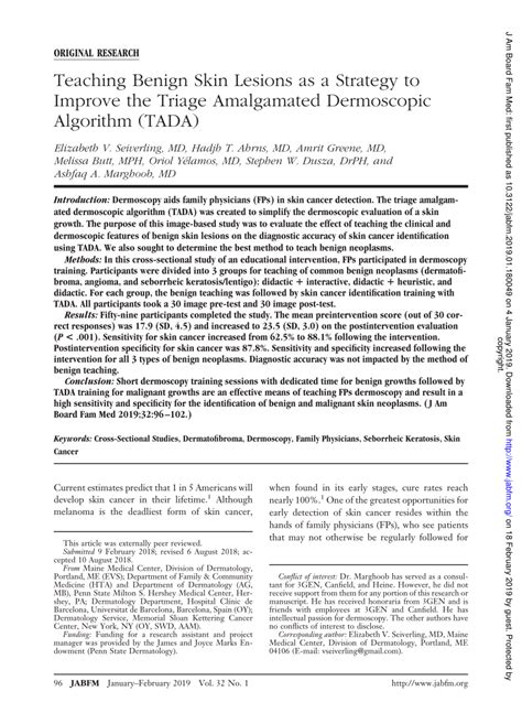 Pdf Teaching Benign Skin Lesions As A Strategy To Improve The Triage
