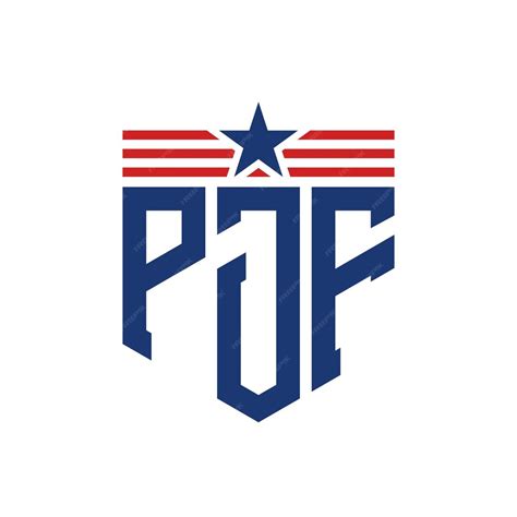 Premium Vector Patriotic Pjf Logo With Star And American Flag Straps Letter Pjf Logo With Usa Flag