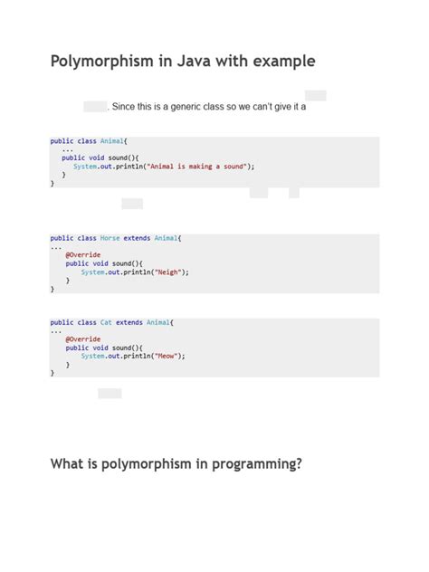 Polymorphism In Java With Example Pdf Method Computer Programming Parameter Computer