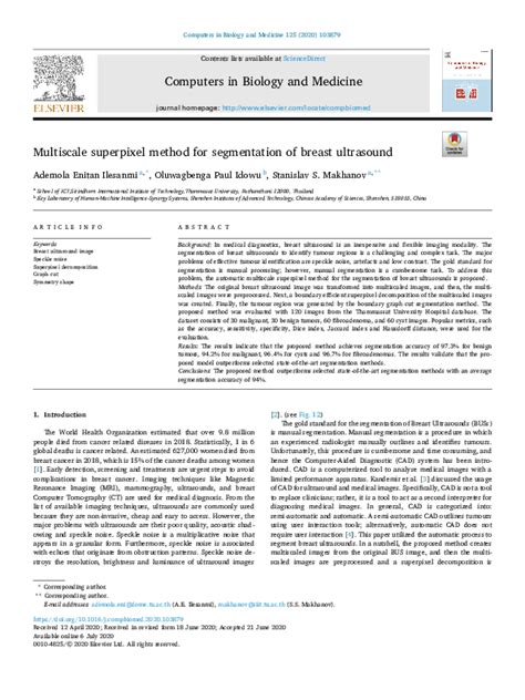 Pdf Multiscale Superpixel Method For Segmentation Of Breast Ultrasound