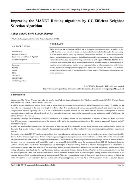 Pdf Improving The Manet Routing Algorithm By Gc Efficient Neighbor
