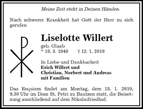 Traueranzeigen Von Liselotte Willert Trauer Anzeigen De
