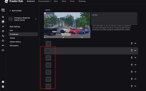 cannot remove thumbnails as collaborator on team created game owned by player creator hub
