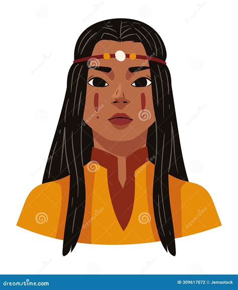 Native American Girl Character Stock Vector Illustration Of Ethnic