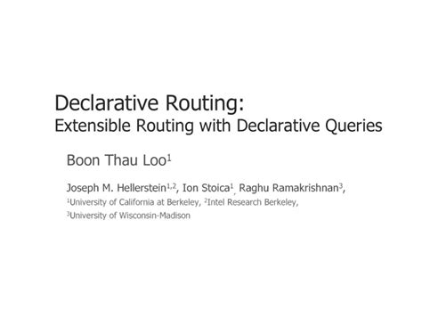 Ppt Declarative Routing Extensible Routing With Declarative Queries Powerpoint Presentation