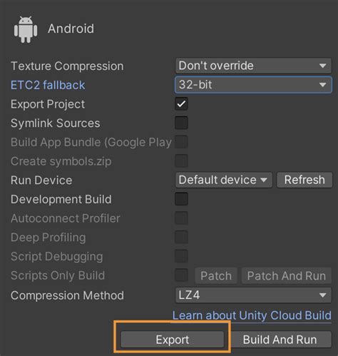 Unity Cloud Build Android As Exported Project Build Unity Services